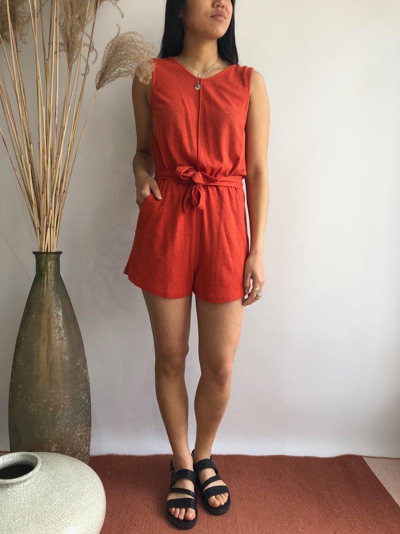 Vintage Victoire Eve Gravel Andaluisa Romper (Tomato) - XS - Jumpsuits ...