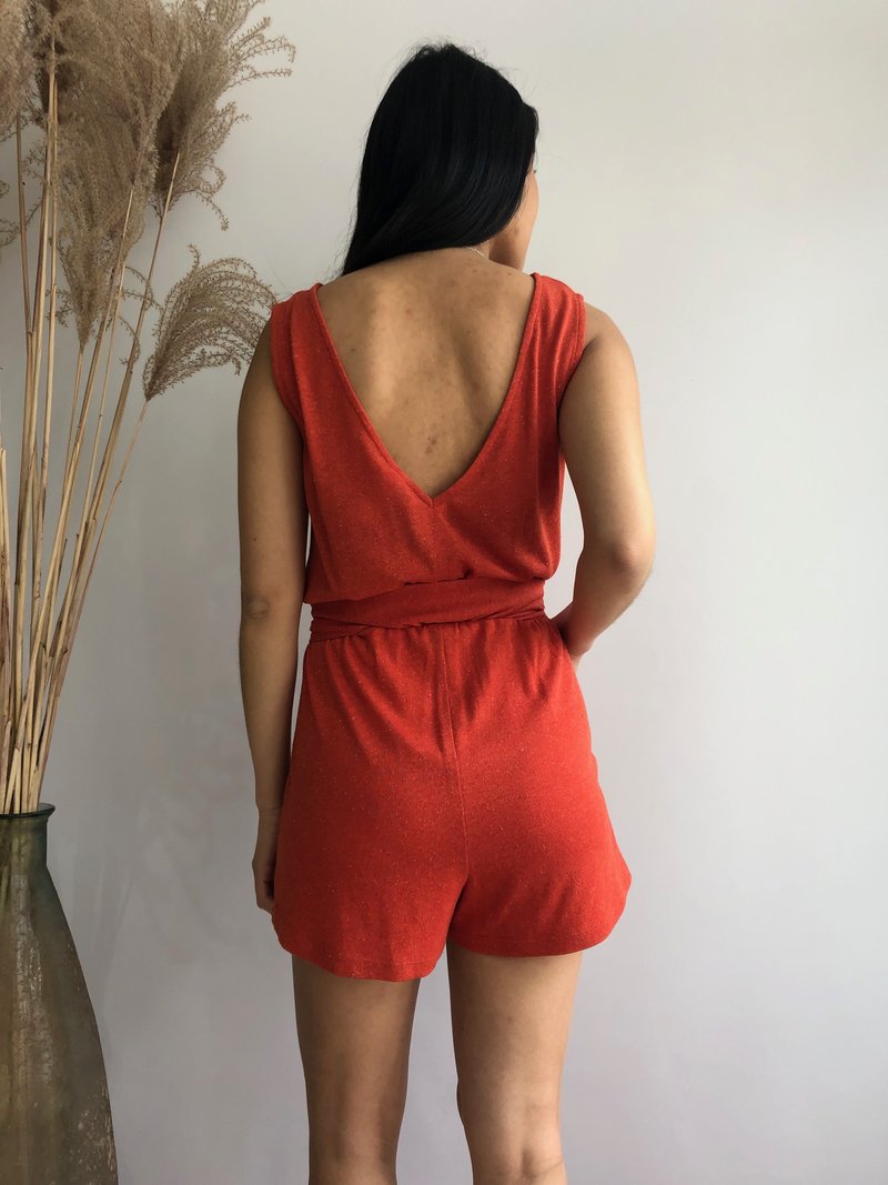 Vintage Victoire Eve Gravel Andaluisa Romper (Tomato) - XS - Jumpsuits ...