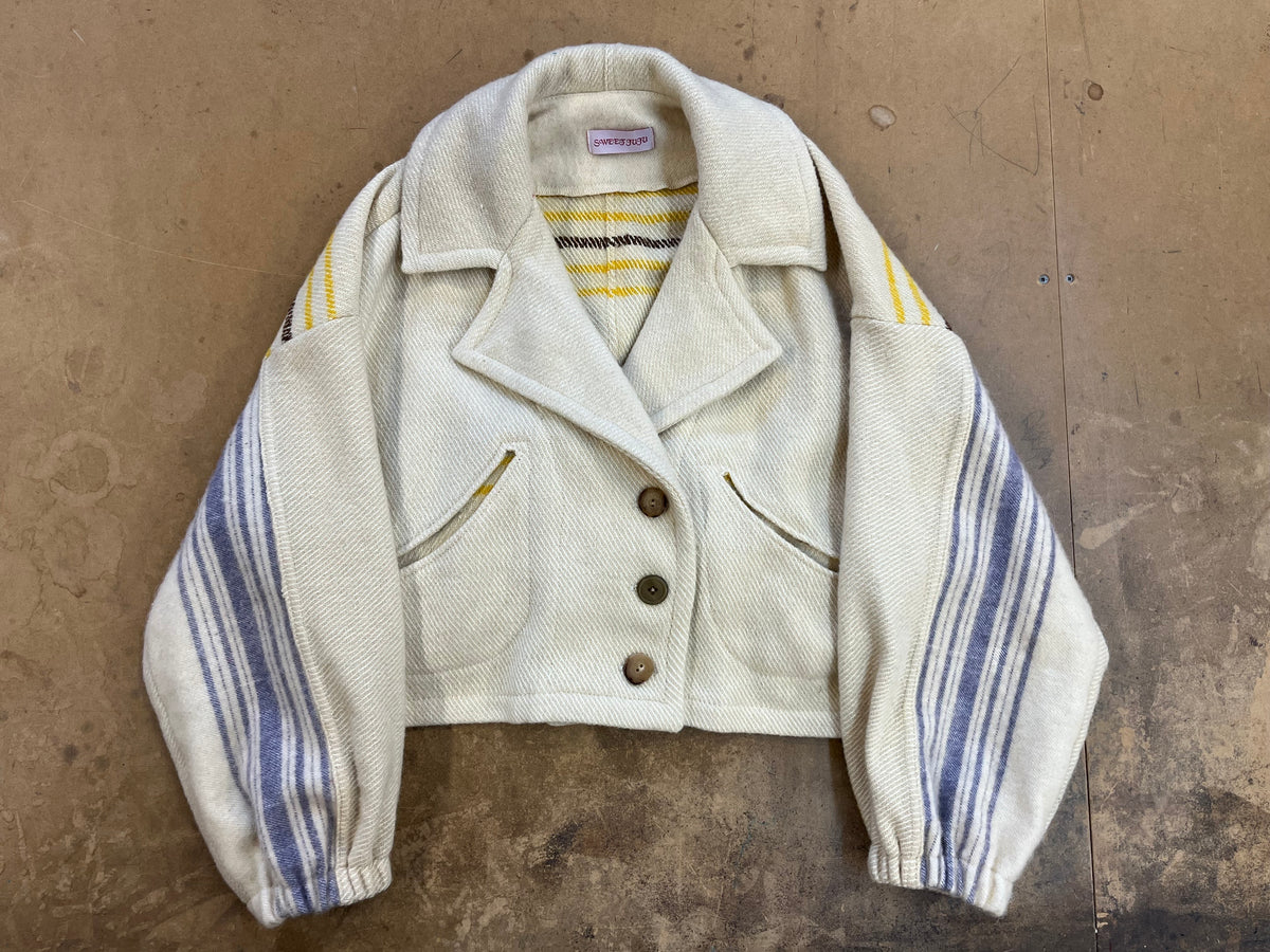 Sweet Juju Cream Jacket (Blue/Yellow) – Victoire Boutique