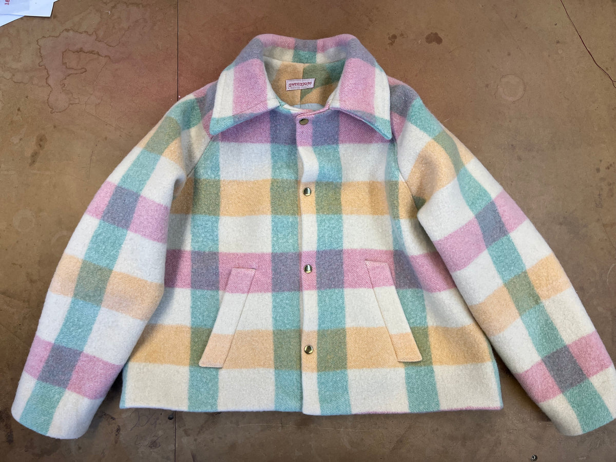 Sweet Juju Pastel Cream Check Jacket (Pink/Blue/Orange) – Victoire Boutique